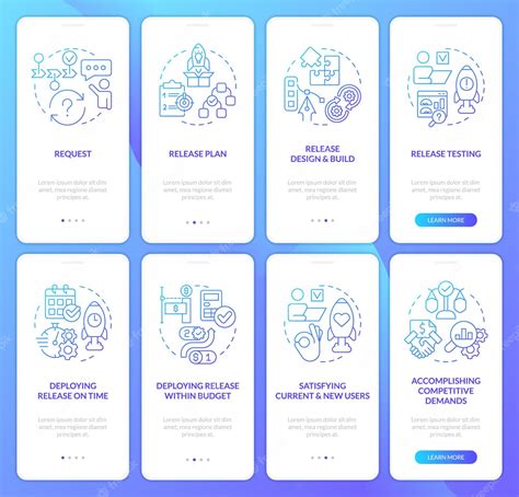 Premium Vector Release Planning Process Blue Gradient Onboarding Mobile App Screen Set