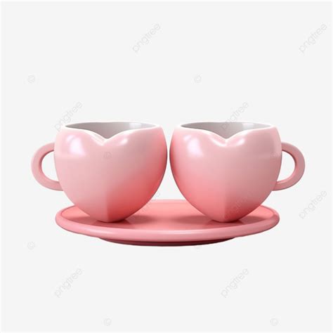 3d 렌더링 핑크 커피 커플 개체 발렌타인 데이 로맨스 개념 현대적인 디자인 3d 심장 3d 데이트 Png 일러스트 및