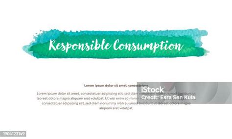 환경 문제와 관련된 벡터 디자인 템플릿입니다 여기에는 수채화로 강조 표시된 제목이 포함되어 있으며 제목에는 Responsible Consumption이 적혀 있습니다 개념에
