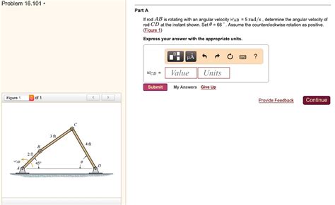 Problem 16101 Part A If Rod Ab Is Rotating With An Angular Velocity ωab 5 Rads Determine