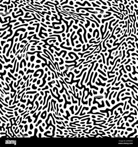 Line Seamless Pattern Repeating Brain Pattern Black Turing Shape Isolated On White Background