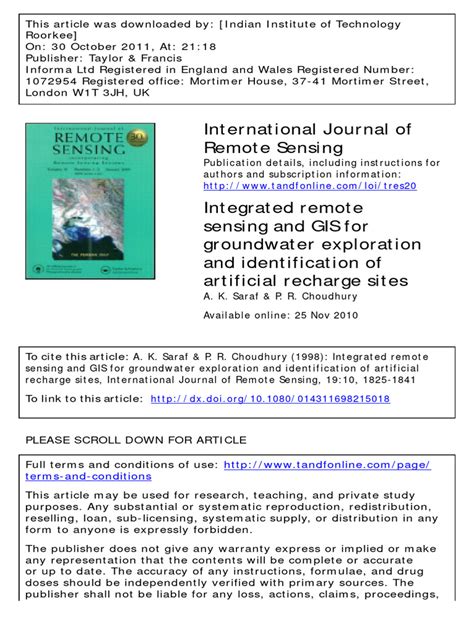 Integrated Remote Sensing And Gis For Groundwater Exploration And