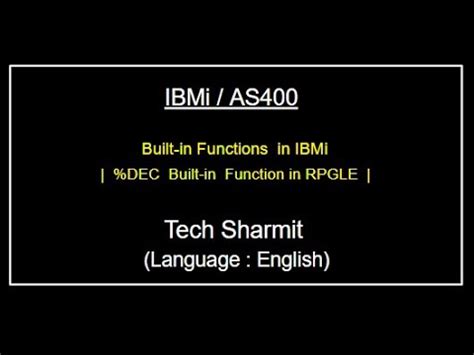 IBMi AS400 DEC Built In Function Built In Functions In Rpgle