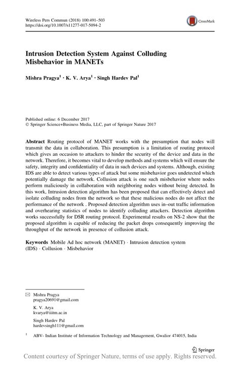 Intrusion Detection System Against Colluding Misbehavior In Manets