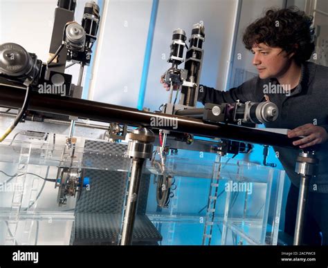 Ultrasound Beam Plotting Tests Researcher Carrying Out Tests With