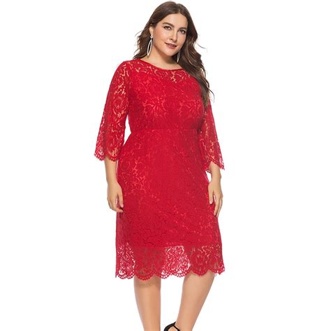 Plus Size Lace Sexy Bodycon Party Dress Power Day Sale