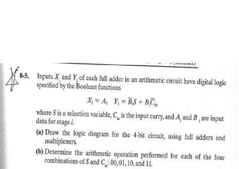 Inputs X And Y Of Each Full Adder In An Arithmetic