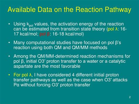 Ppt Exploring The Possible Pathways Of Dna Polymerase λ S Nucleotidyl Transfer Reaction