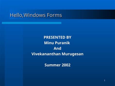 Windows Form Applicationwindows Form Application Ppt