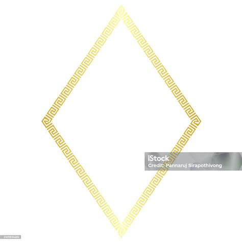 마름모 모양 그리스 황금 프레임 장식 테두리 완벽 한 사행 패턴 럭셔리 장식 황금 프레임 골드 액자 황금 프레임 장식 테두리