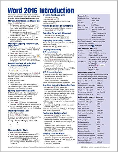 Microsoft Word 2010 Formatting Quick Reference Guide Cheat Sheet Of Instructions Tips Shortcuts