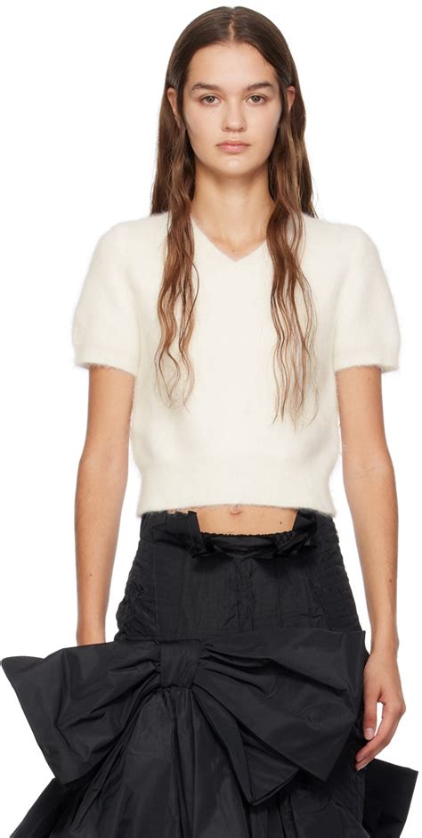 Maison Margiela White V Neck Sweater Maison Margiela