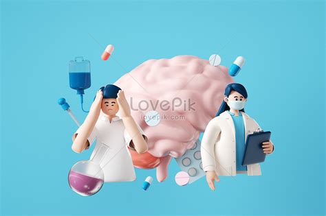 3d 캐릭터 뇌 치료 창의적인 개념 그림 일러스트 무료 다운로드 Lovepik