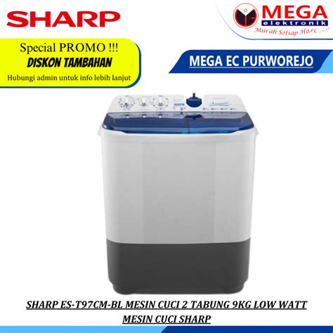 Jual MESIN CUCI SHARP ES T97CM BL Mesin Cuci 2 Tabung 9kg Low Watt Shopee Indonesia
