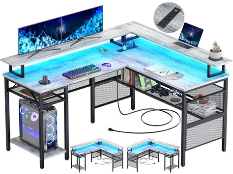 Unikito L Shaped Computer Desk Reversible Corner Desk With Power