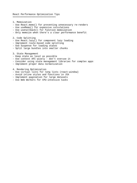 React Performance Tips Pdf