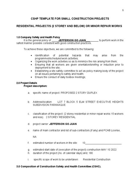 Simplified Chsp Template Pdf