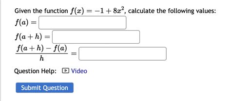 solved given the function f x −1 8x2 calculate the