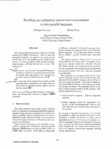 Handling And Optimizing Unstructured Computations In Data Parallel Languages Ieee Conference