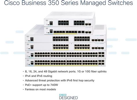 Cisco Cbs350 48fp 4g 48 Port Poe 740w Ethernet Switch