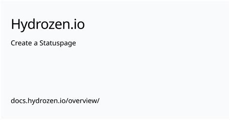 Create A Statuspage Hydrozen Io