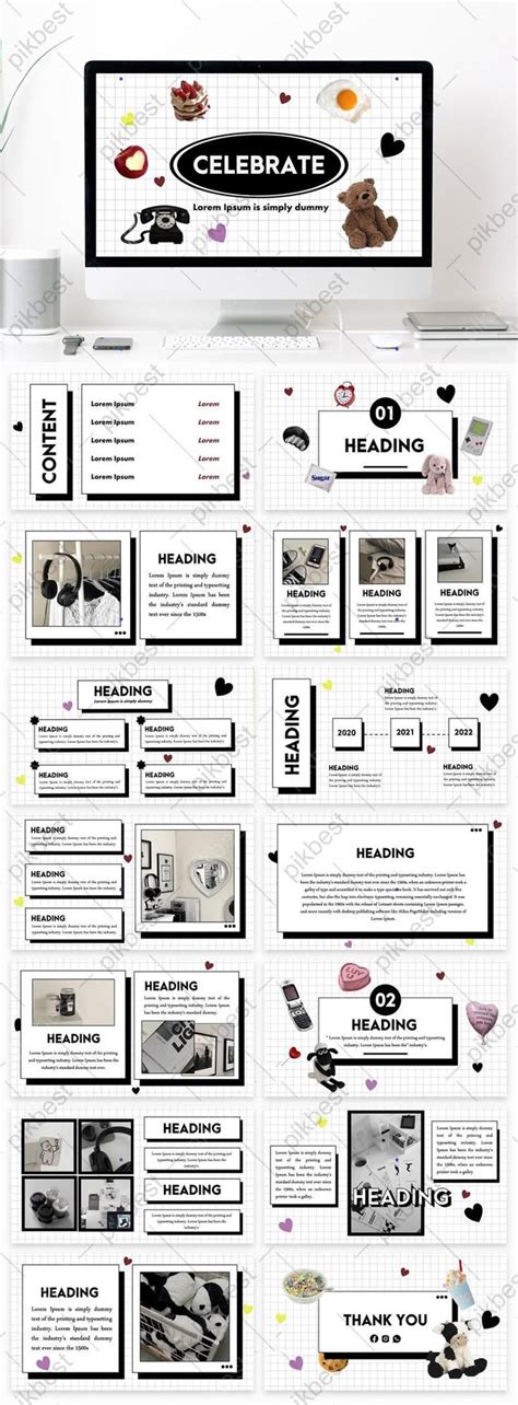 Cute Black And White Powerpoint Template White Powerpoint Pptx