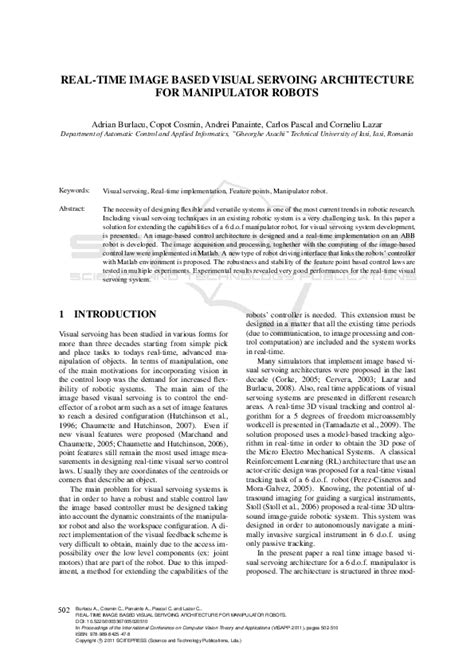 pdf real time image based visual servoing architecture for