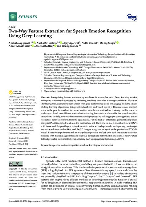 pdf two way feature extraction for improved speech emotion recognition
