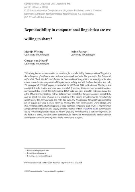 Pdf Reproducibility In Computational Linguistics Are We Willing To