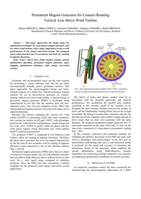 Pdf Permanent Magnet Generator For Counter Rotating Vertical Axis Micro Wind Turbine