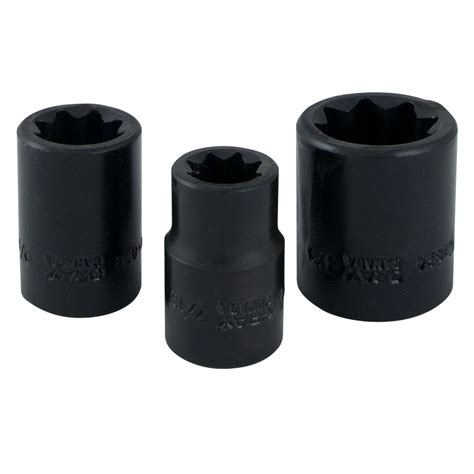 1 2 Dr 7 Piece 8 Point Standard Sae Double Square Impact Socket Set Gray Tools Online Store