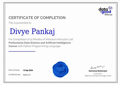 Completed Data Science And Artificial Intelligence Course Divye Pankaj Posted On The Topic