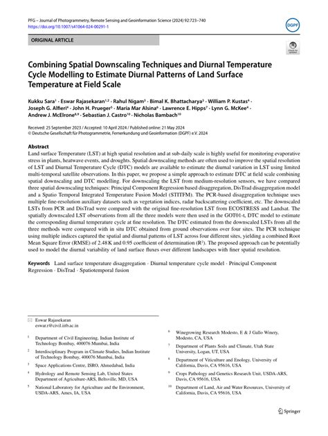 Pdf Combining Spatial Downscaling Techniques And Diurnal Temperature