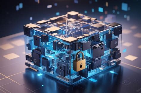 cube computing technology with padlock cloud data and internet security