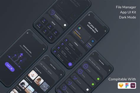 File Manager App Ui Kit Dark Mode Graphic By Betush · Creative Fabrica