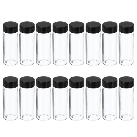 Uxcell 30ml Glass Vials With Screw Caps Liquid Sample Vial Storage Clear 16pcs