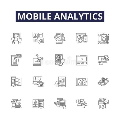 mobile analytics line vector icons and signs analytics tracking