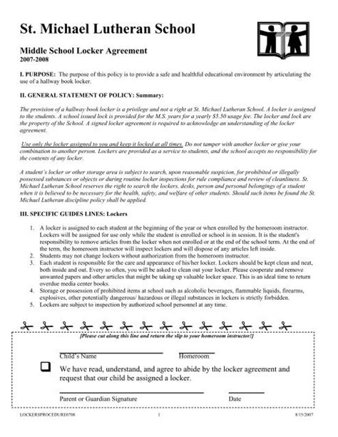 Locker Agreement Form
