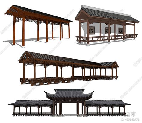 新中式仿古长廊su模型下载【id485342776】