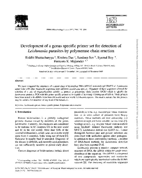 Pdf Development Of A Genus Specific Primer Set For Detection Of