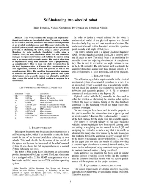 self balancing two wheeled robot report pdf electric motor