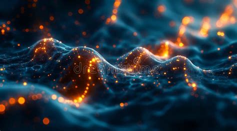 detailed view of sci fi network of interconnected nodes and glowing