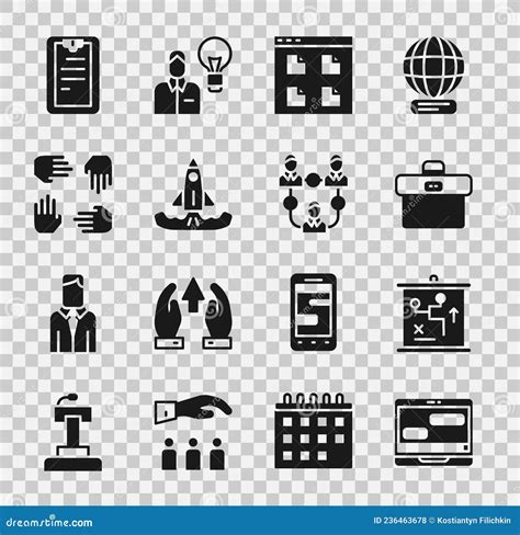 set chat messages on laptop planning strategy concept briefcase browser files rocket