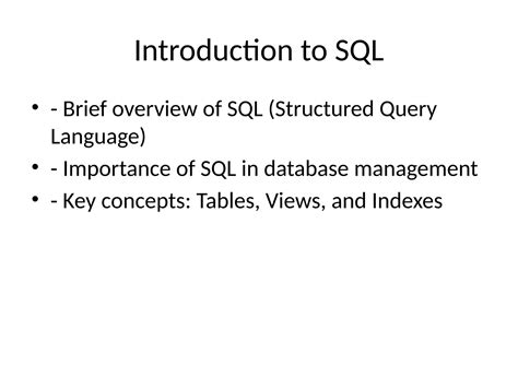 Sql Tables Views Indexes Presentation Pptx