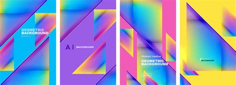 추상 배경 세트 유체 그라디언트 디자인과 겹치는 삼각형 표지 템플릿 전단지 플래 카드 브로셔 배너 모음 0명에 대한 스톡 벡터