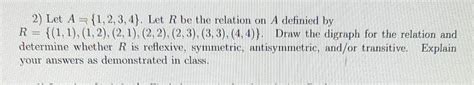 Solved 2 Let A 1234 Let R Be The Relation On A