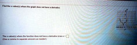 solved find the x value s where the graph does not have a derivative
