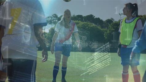 Animation Of Data Processing Over Diverse Female Soccer Players Stock Video Video Of Young