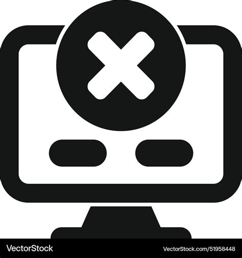 computer showing error message with cross mark vector image