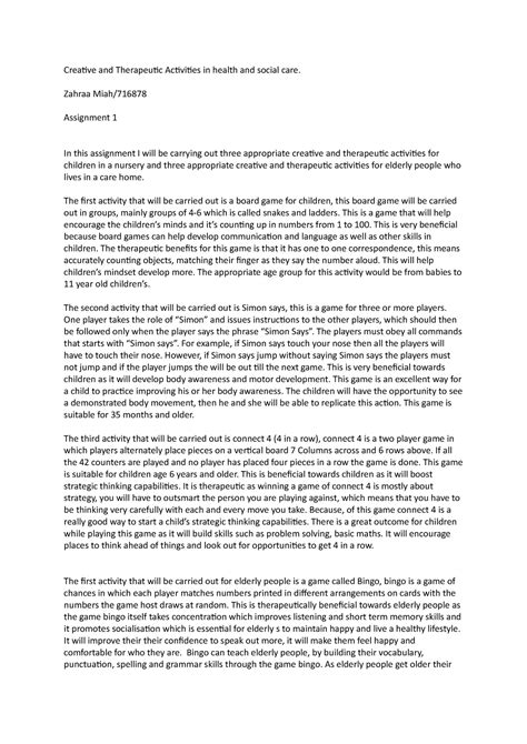 Unit 4 Assignment P1m1d1 P2m2d2p3m3d3 Health And Social Care